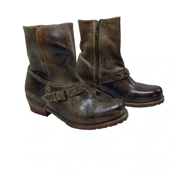 Bed Stu | Shoes | Bed Stu Shaela Distressed Leather Buckle Short Heel ...